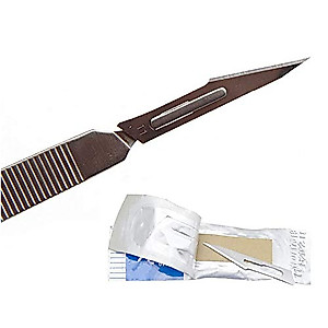 KIMRDIABTE 10 Pcs STERILE Scalpel Blades 11# with Scalpel Handle for Dermaplaning Paper Cutting,Sewing,Fruit Crafts, Modelling,Medical,Trimming calluses,Animal Surgical Knife