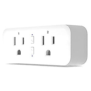 KMC Smart Plug Duo, 2-Outlet Wi-Fi Smart Plug, Multi Plug Adapter, Independently Controlled Smart Outlets, Works with Alexa & Google Assistant, No Hub Required