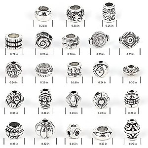 180± Silver Spacer Beads - 100g Tibetan Antique Silver Color Metal Beads Small Loose Spacer Beads with Radom Styles for Jewelry Making DIY Charm Bracelets