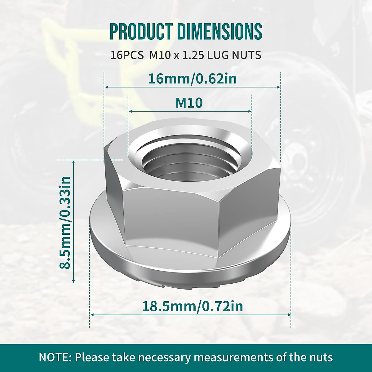 Alpha Rider M10x1.25 Locking Lug Nuts for Yamaha Blaster Banshee Raptor Warrior YFZ450 YFZ660 Kawasaki 400 Suzuki 400 Honda TRX (16 PCS)