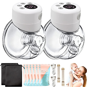 Double Wearable Breast Pump,Hands Free Breast Pump with LCD Display, 2 Modes & 9 Levels of Suction, Memory Function, Hands Free Painless,Portable Breast Pump,24mm Flange