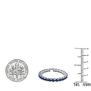 Dazzlingrock Collection 1.80 Carat (Ctw) 10K Blue Sapphire Women Eternity Wedding Stackable Band 1 3/4 CT, White Gold, Size 7