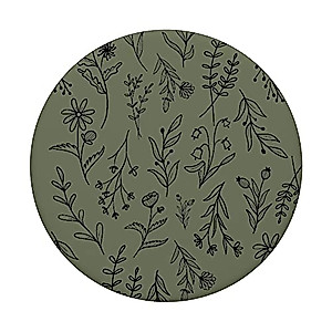 Olive Green Wildflower Floral Flower Pattern PopSockets Swappable PopGrip