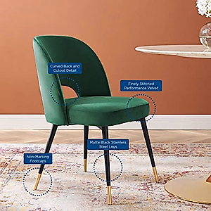 Modway Rouse Performance Velvet Dining Side Chair in Emerald