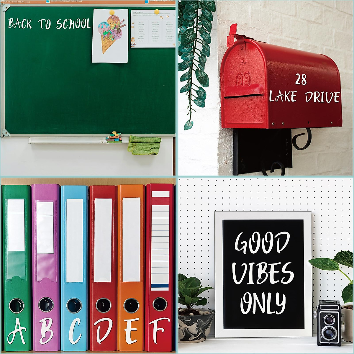 360 Pieces 10 Sheets Self Adhesive Vinyl Letter Number Stickers, Alphabet Number Stickers for Mailbox, Signs, Window, Door, Cars, Trucks, Home, Business, Address Number(White,2 Inch)