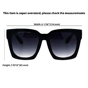 JuicyOrange SUPER Oversized Square Sunglasses Womens Modern Hipster Fashion Shades (shiny black (gradient lens), 55.5)