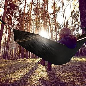 Tranquillo Double Hammock 2 Persons Polyester Hammock 550lbs Portable Camping Hammock with Hammock Tree Straps/Indoor Travel Patio Garden, Black