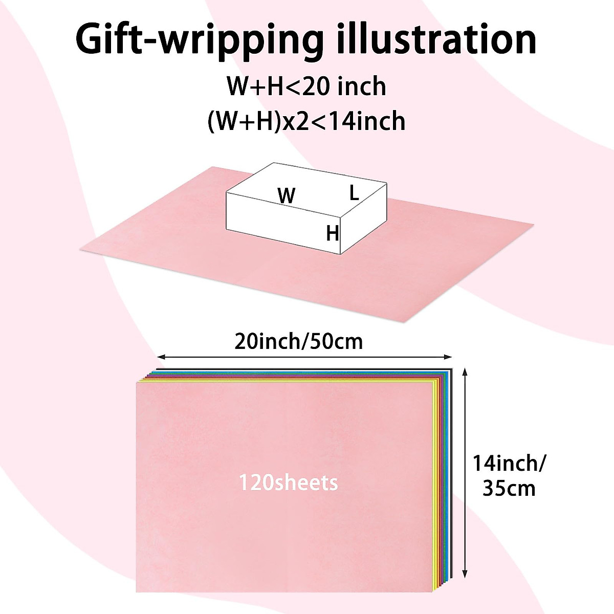 120 Sheets 20"X14" Colored Tissue Paper for Gift Bags Wrapping Paper, Art Tissue Paper Bulk for Weddings Birthday Party Crafts Decoration, 10 Colors