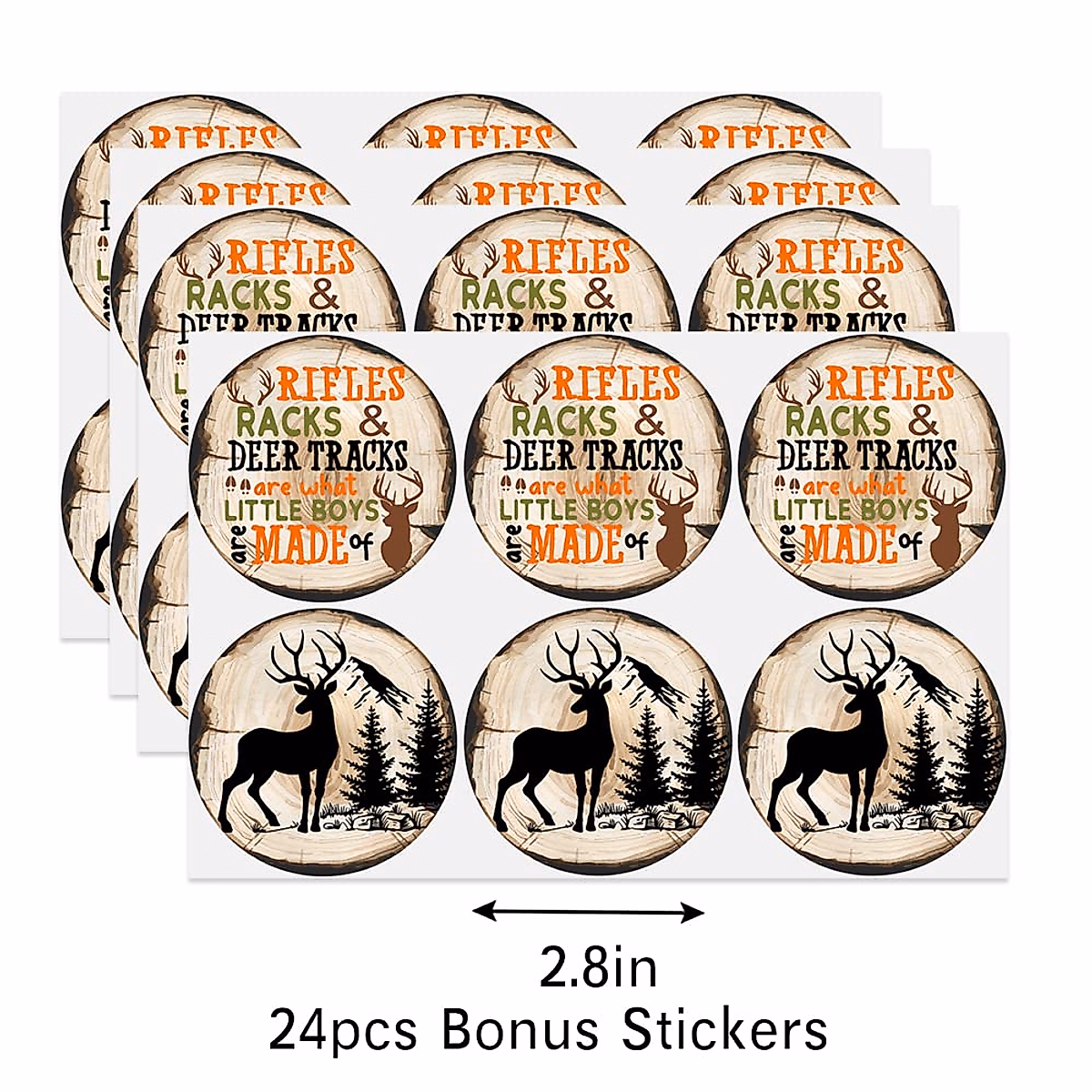 XGELUL Deer Hunting Party Favors Candy Bags with Stickers - Camo Goodie Gift Treat Bags - Deer Hunting Themed Birthday Party Supplies