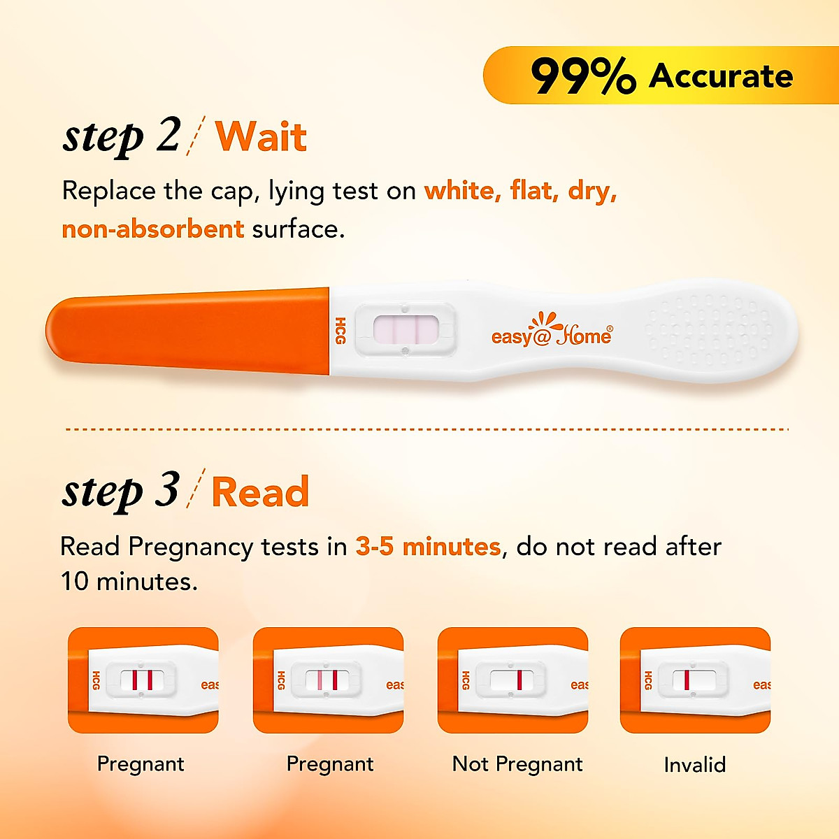 Easy@Home 3 Pregnancy Test Sticks - hCG Midstream Tests, Powered by Premom Ovulation Predictor iOS and Android App, Over 99% Accurate, High Sensitivity Result, 6 Days Before Missed Period