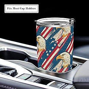 American Flag Wild Bird Stainless Steel cup with lid with Straw Lid travel mug for Home, Office or Car safe coffee tumbler 20 OZ