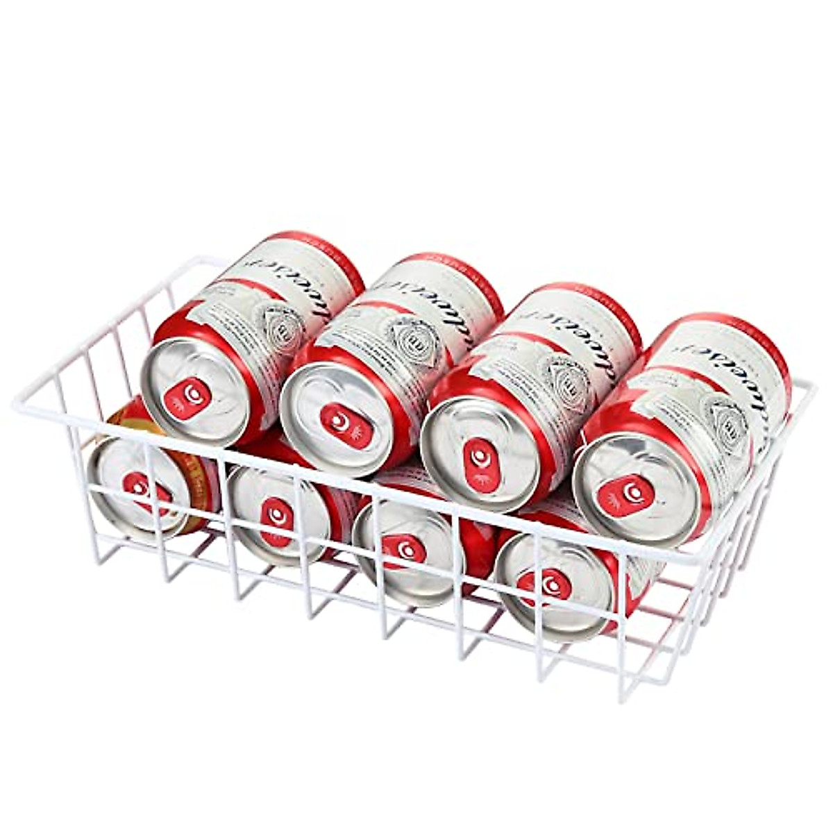 Homics Freezer Organizer Bins Wire Baskets, Kitchen Pantry Cabinet Refrigerator Organizer Storage Bins for Fruit Vegetable Soda Cans, 2 Pack