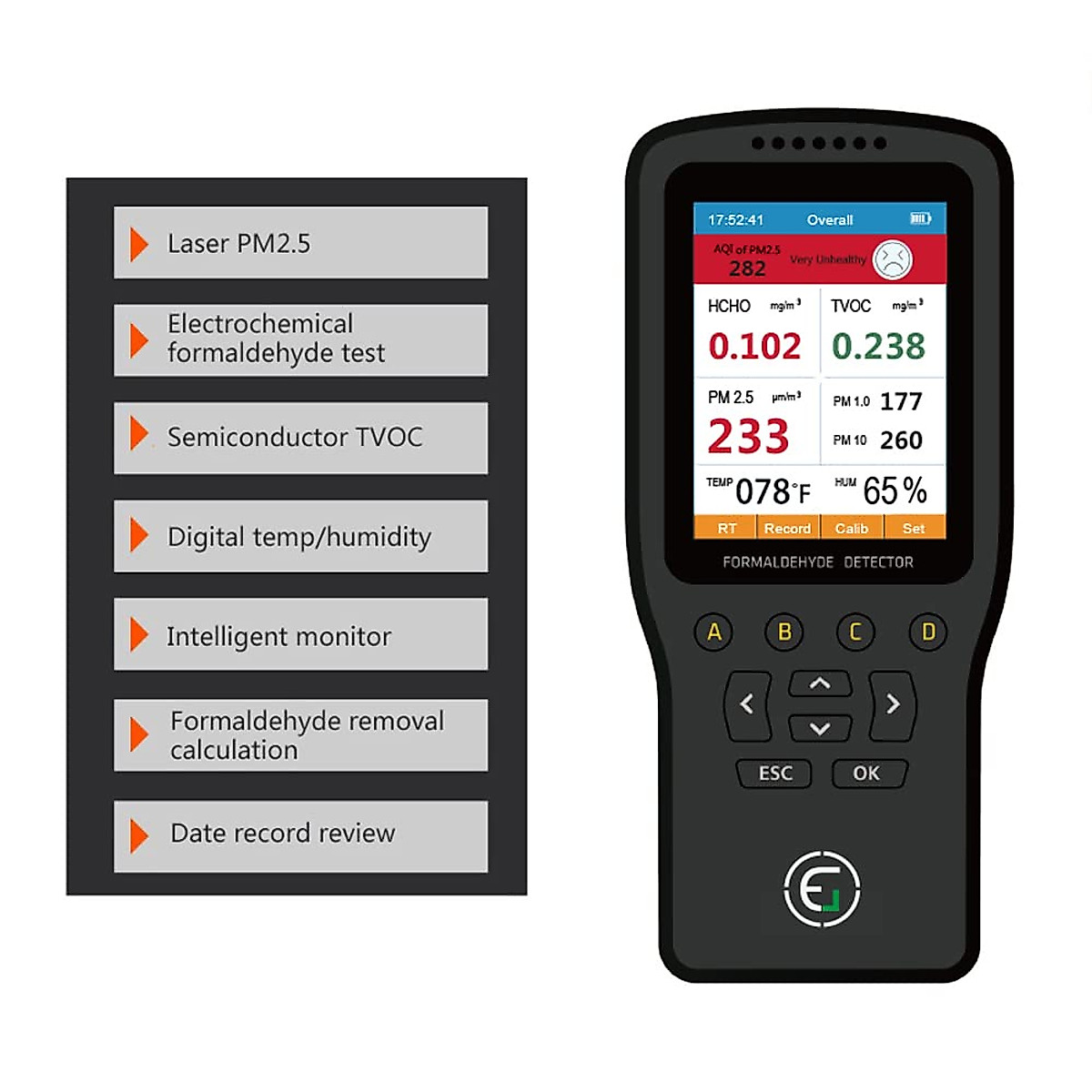 Air Quality Pollution Monitor, Formaldehyde Detector, Temperature & Humidity Meter, Sensor, Tester; Detect PM2.5/PM10/PM1.0 Micron Dust, Test Indoor TVOC Volatile Organic Compound Gas; eBook