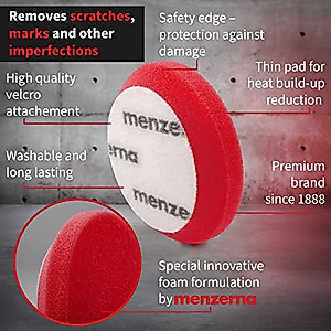 menzerna 3.5 Inch 2X Premium Polishing Pads Heavy Cut for Scratch Repair I Body Repair and Detailing Pads with Safety Edge & Velcro Attachment I Washable & Long Lasting
