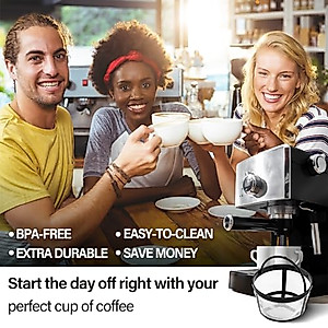 Prasacco Reusable Coffee Filters 4-8 Cup, Coffee Filter Basket Universal Coffee Filter Replacement Safety Nylon Mesh Reusable Coffee Filters for Mr. Coffee Makers and Brewers