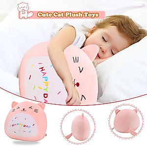 Ezrealhoon Cat Plush Toy Cat Pillow, Stuffed Animal Toys Gifts for Girls Boys Kids Birthday Valentines Day Christmas, Soft Kawaii Kitty Plush Doll Cat Plushie (Cat-B,11inch)