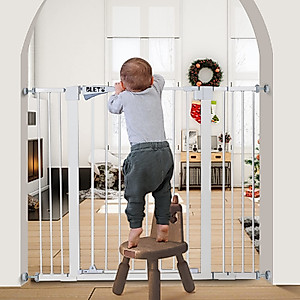 Blety 36" Extra Tall Baby Gate for Stairs 29.7"-46" with Auto Close Door, Safety Dog Gate with 2-Way Door for Stairs and Doorways, Extra Wide Baby Gates for Doorways No Drill Wall Protected Pet Gate