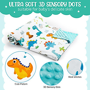 3 Pack Baby Blanket for Boys Girls Soft Minky Blanket with Double Dotted Backing Printed Dinosaur Woodland Animal for Toddler Baby Newborn Blanket Shower Gifts (30 x 40 Inch)