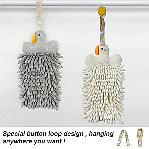 Hanging Hand Towel for Kitchen and Bathroom | Chenille Hand Towel with Button Loop | Funny Cute Microfiber Towel 2 Pcs