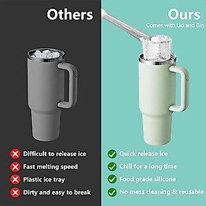 sheheme for Stanley Ice Mold,Silicone Ice Cube Tray for Stanley Cup 40 oz,Reusable Tumbler Ice Cube Mold With Lid and Bin for Ice Drink,Mix Juice,Whiskey,Cocktail.BPA Free Ice Cubes Maker (Green)