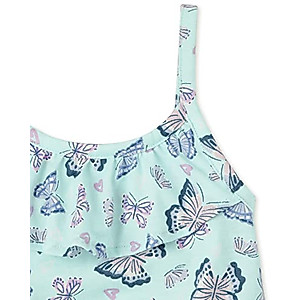 The Children's Place Baby Toddler Girls Sleeveless Romper, Light Blue Butterflies, 5T