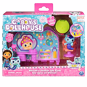 Gabby’s Dollhouse, MerCat’s Spa Room Playset, with MerCat Toy Figure, Surprise Toys and Dollhouse Furniture, Kids Toys for Girls & Boys 3+