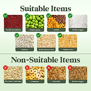 Rice Dispenser 25 Pounds, Kitchen Storage with Chalk Labels and Measuring Cup, Grain Dispenser, 6 Compartment Rice Storage Container, Rotating Food Dispenser for Sunflower Seeds, Popcorn Kernels