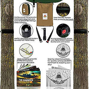 Lazy Monk 2 Person Hammock w/ Tree Straps | Portable Foldable Parachute Double Hamock Outdoor, Travel, Camping | Hamaca para dos | Complete Two People Couple Patio Backyard Outside Hanging Swing Amaca