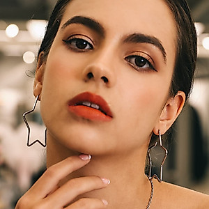 Star Hoop Earrings for Women Stainless Steel Geometric Earring Hoops Fashion Jewelry