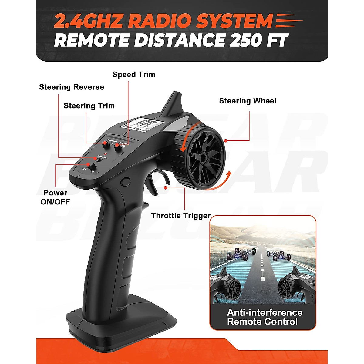 BEZGAR HM121 1:12 Scale RC Truck - 4x4 Offroad Waterproof High Speed 45+ KM/H Remote Control Truck for All Terrains, 2.4Ghz 4WD Fast RC Cars for Adults and Kids Boys with 2 Rechargebale Batteries