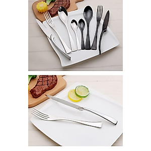 EVISSMANN Stainless Steel Utensils Set for 4 Silverware 16-piece Kitchenware Dinnerware Set Rust Proof Mirror Polished, Dishwasher Safe