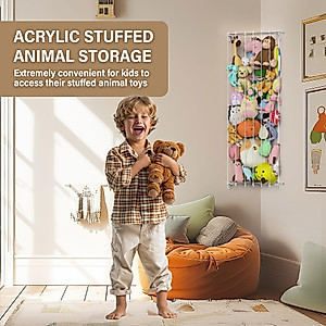 NBTORCH Acrylic Stuffed Animal Storage - Large Stuffed Animal Hammock Corner Holder with Adjustable Length for Nursery Play Room Bedroom Kid Room