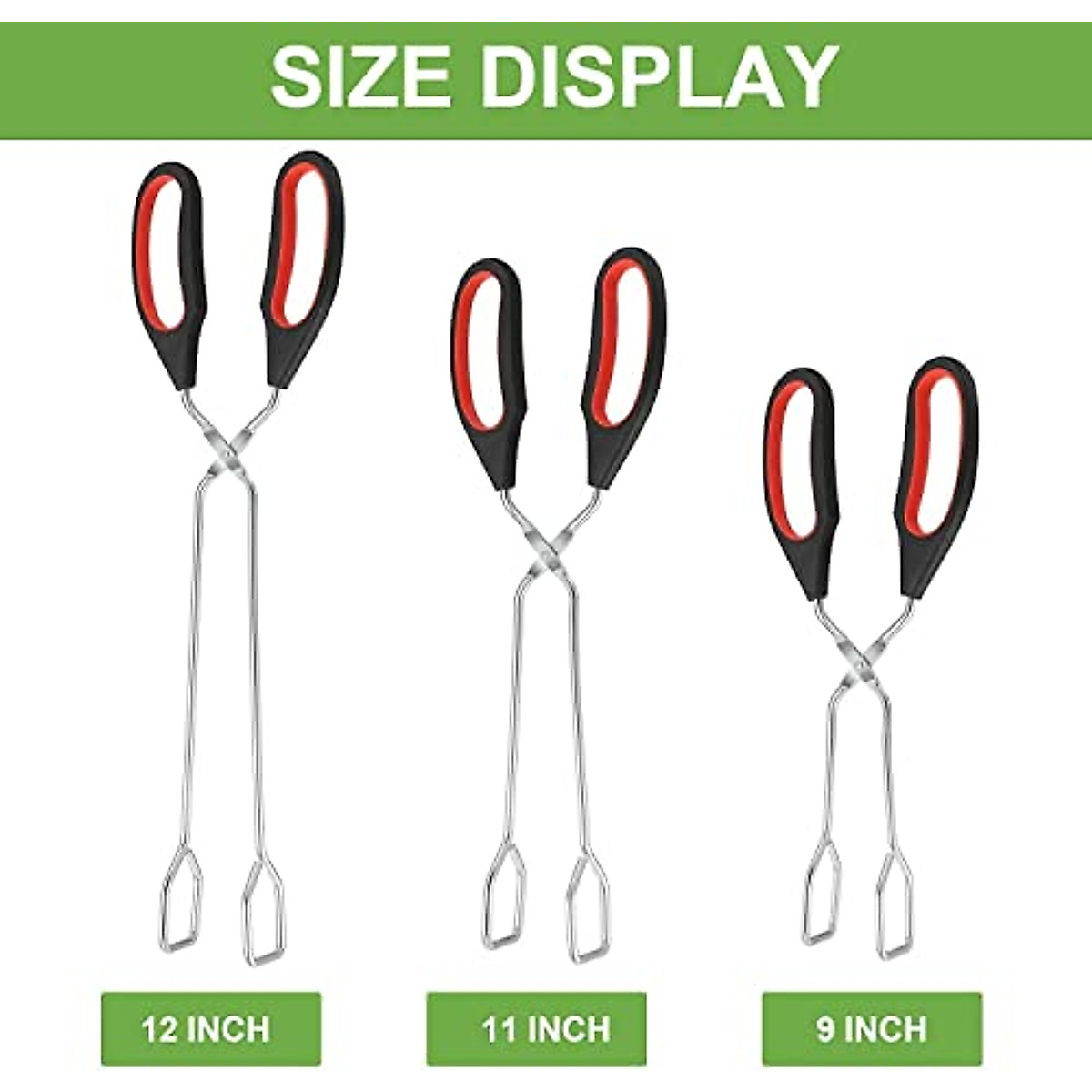 eoocvt 3 Pack Stainless Steel Scissor Tongs, Kitchen Tongs for Cooking Food Tongs BBQ Barbecue Tong Grilling Tongs Bread Food Clamp, 9/11/13 Inch