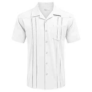 COOFANDY Men's Short Sleeve Button Down Shirts Linen Casual Shirts for Summer Beach Vacation Wear White