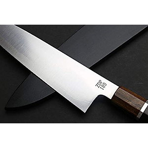 Yoshihiro TM-Hayate ZDP189 Super High Carbon Stainless Steel Gyuto Knife Octagonal Ebony Wood Handle with Sterling Silver Ring (10.5'' (270mm))