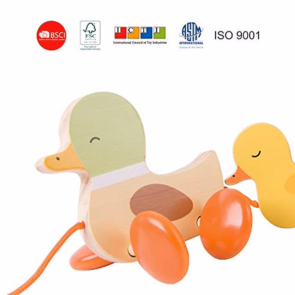 Classic World Pull Along Walking Toys, Wooden Pull Duck Toy for Baby Toddler