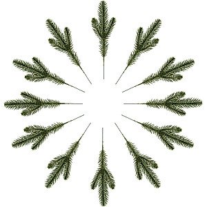 Hedume 50pcs Artificial Pine Branches, 11" x 4" and Features 3 Stems Greenery Xmas Pine Picks Pine Leaves Pine Twigs for Garland Wreath Christmas Embellishing and Home Garden Decoration