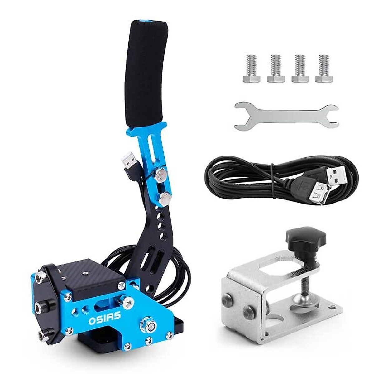 OSIAS USB handbrake,64Bit PC USB Handbrake SIM for Racing Games T500 G25/G27/G29 FANATECOSW Dirt Rally Simulation Performance handbrake (blue With Cla