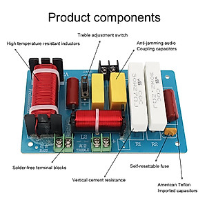 DriSentri 2 Way Crossover for Speaker, 450W 4-8 Ohm 2 Way High-Low Frequency Divider for Speaker, HiFi Speaker Crossover
