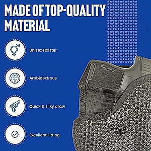 DeSantis Superfly Gun Holster, Made with Sticky Rubberized Fabric, Reversible and Removable Outer Flap, Unisex Pocket Holster, Ambidextrous, Fits SIG P365, P365 SAS, P365 W/Safety, Black