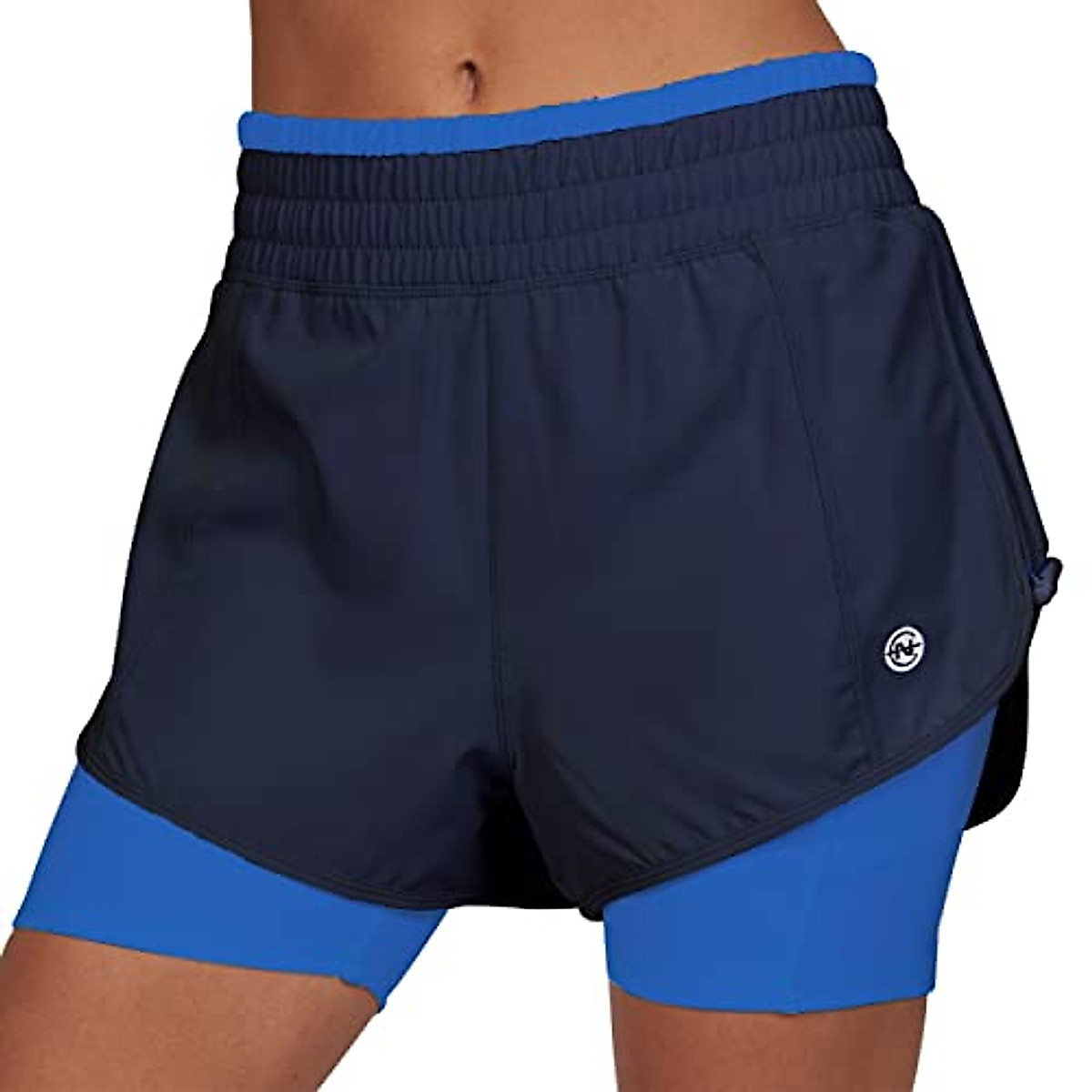 Women's Running Shorts Elastic High Waisted Dry-Fit Moisture Wicking Performance Workout Athletic Biker Compression Pocket (as1, Alpha, s, Regular, Regular, Navy - Nautical Blue)