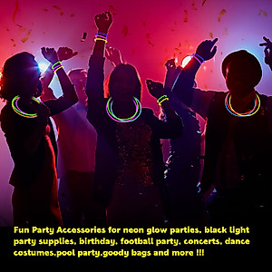 AZEN 100 Pcs Glow Sticks Bulk, 8 Inch Glow in the Dark Party Supplies Pack, Neon Party Favors Decorations Glow Necklaces and Glow Bracelets for Kids