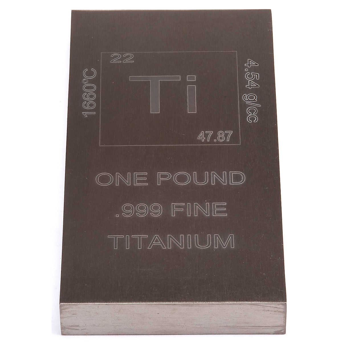 Titanium Bar - 1lb Laser Engraved .999 Pure Bullion Bar Chemistry Element Design by Unique Metals