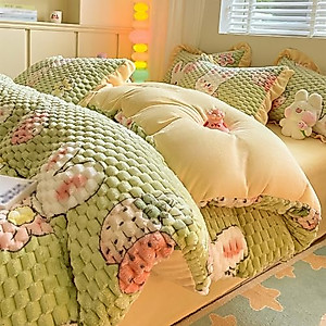 XHCTNN Milk Fleece Sheets King Size - Extra Soft Warm Quilt Cover Pillowcase Beding | 1 Sheet | 1 Quilt Cover | 2 Pillowcase(G,1.8~2.0m/220 * 240cm)