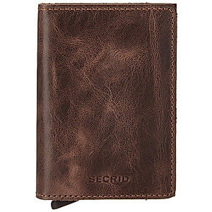 Secrid - Slim Wallet Genuine Vintage Leather RFID Safe Card Case for max 12 Cards (Chocolate) (Chocolate)