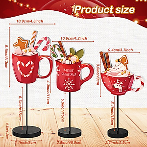 3 Pcs Christmas Table Decor Hot Chocolate Bar Hot Cocoa Bar Supplies Christmas Table Centerpieces Christmas Wooden Sign Tabletop Decor for Home Xmas Winter Holiday Party Decorations