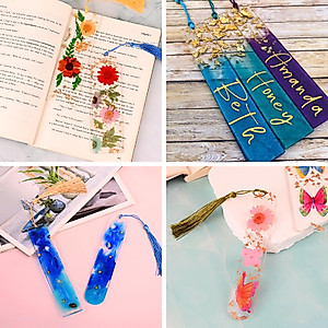 Actvty Silicone Bookmark Molds - 5 Shapes and 20pcs Bookmark Tassels for Resin Casting Crafts