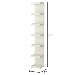 home stuff Wall Shelf Unit, 7 Tier Wall Shelves, Vertical Column Shelf Storage Home Decor Organizer Design Utility Lack Shelving, Design for Bedroom Living Room, 11 3/4x74 3/4, (White)