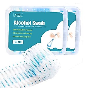 100+50 ps Alcohol Swabs Cotton Q Tips Individually Wrapped Disposable Swabsticks Sanitary First Aid Kit Safety for Women Men