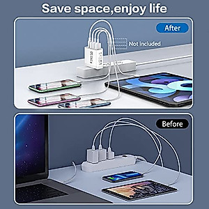 35W USB C Charger Block, 4-Port Upgraded USB Wall Charger USB-C Power Adapter with 2 Pack 10FT Right Angle USB C Cables Compatible for Samsung S22,Google Pixel 7,6,Tablet White